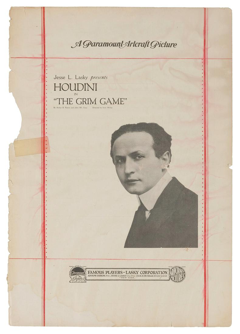 HOUDINI, Harry (Erik Weisz, 1874 – 1926). Houdini Grim Game... (#0066 ...