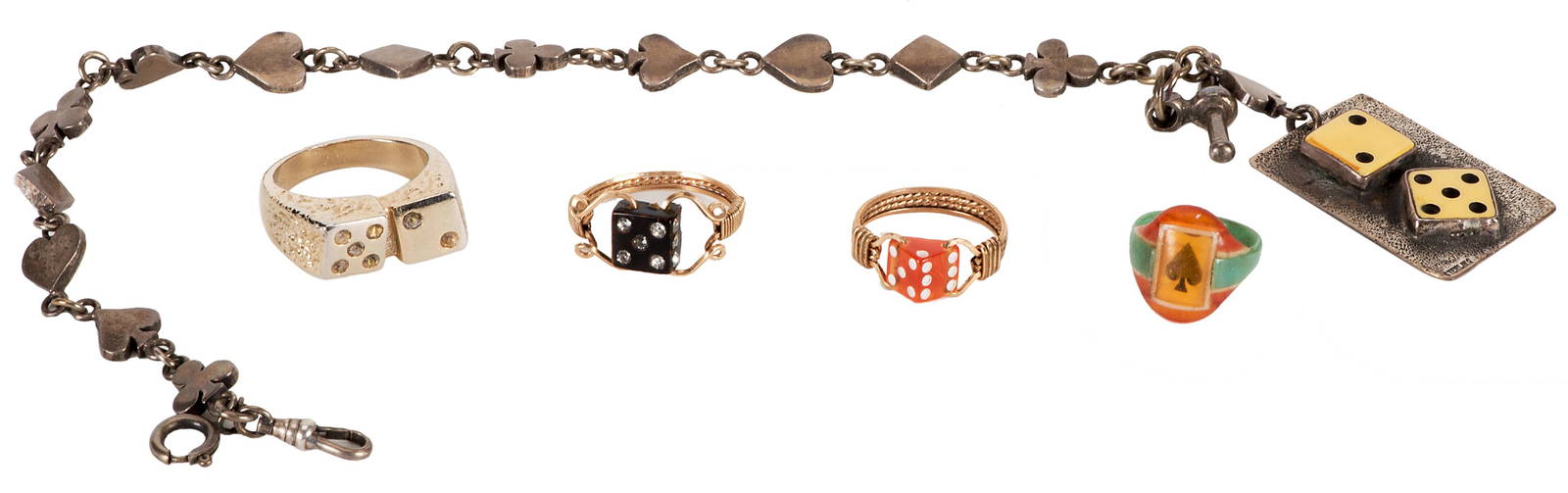 Five Pieces Of Vintage Gambling Themed Jewelry. Including A...
