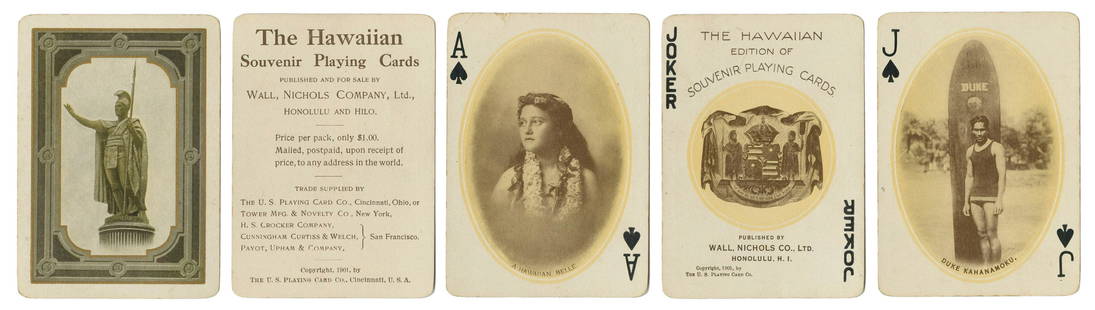 [hawaii]. The Hawaiian Souvenir Playing Cards. Uspc, Ca. 19...