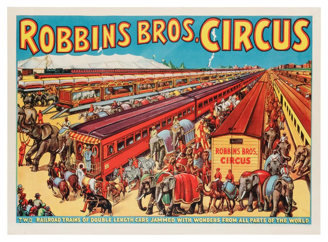 Robbins Bros. Circus Two Railroad Trains Of Double Length C... Auction