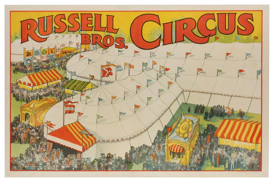 Russell Bros. Circus. Erie: Erie Litho & Ptg. Co., [ca. 193... Auction
