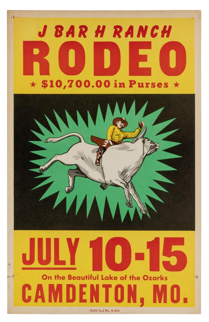 [rodeo]. Four Rodeo Window Card Posters. Ft. Smith, Ar: Arg... Auction