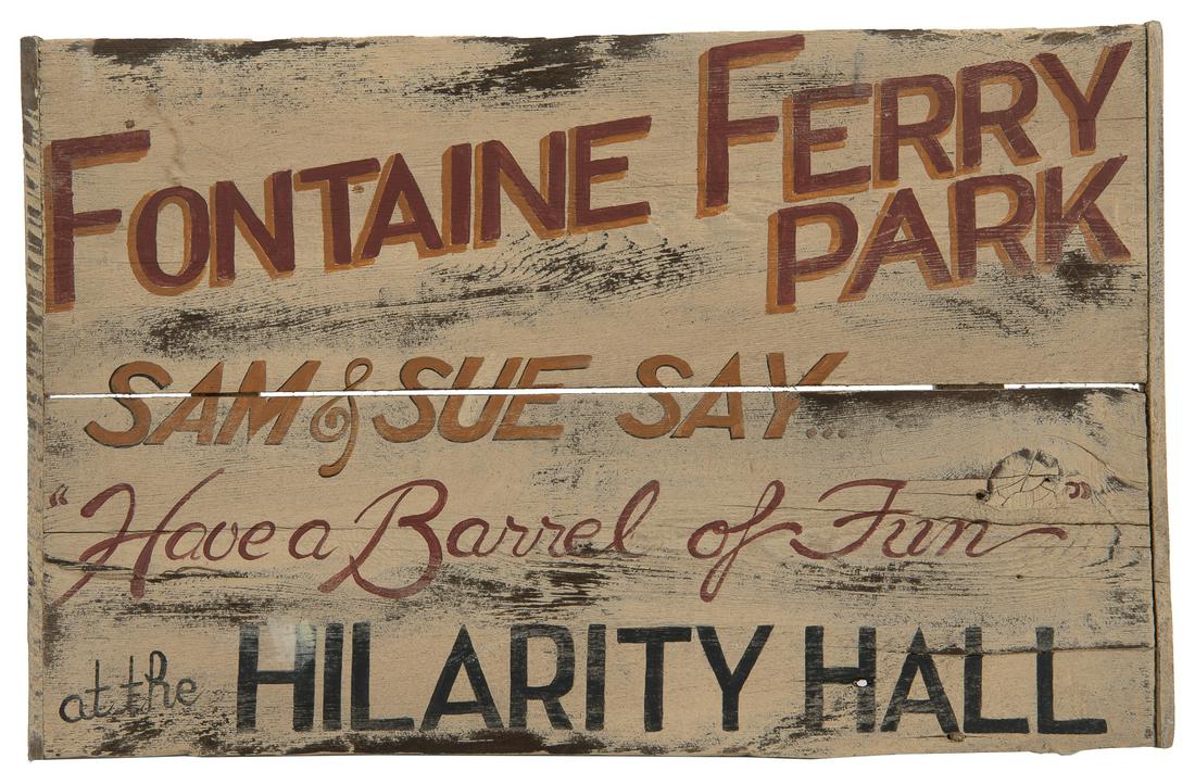Fontaine Ferry Park Sign. Wooden Sign Advertising The Fonta... Auction