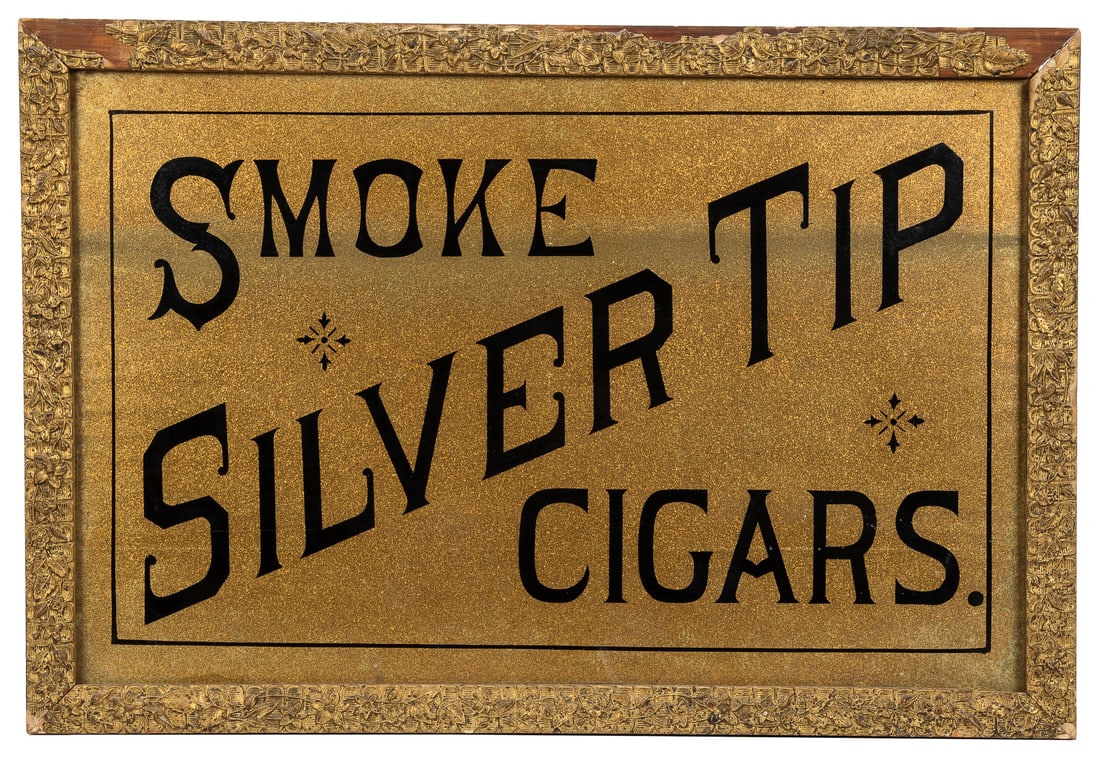 Silver Tip Cigars Sign. Circa 1920s-1940s. Framed Under Gla... Auction