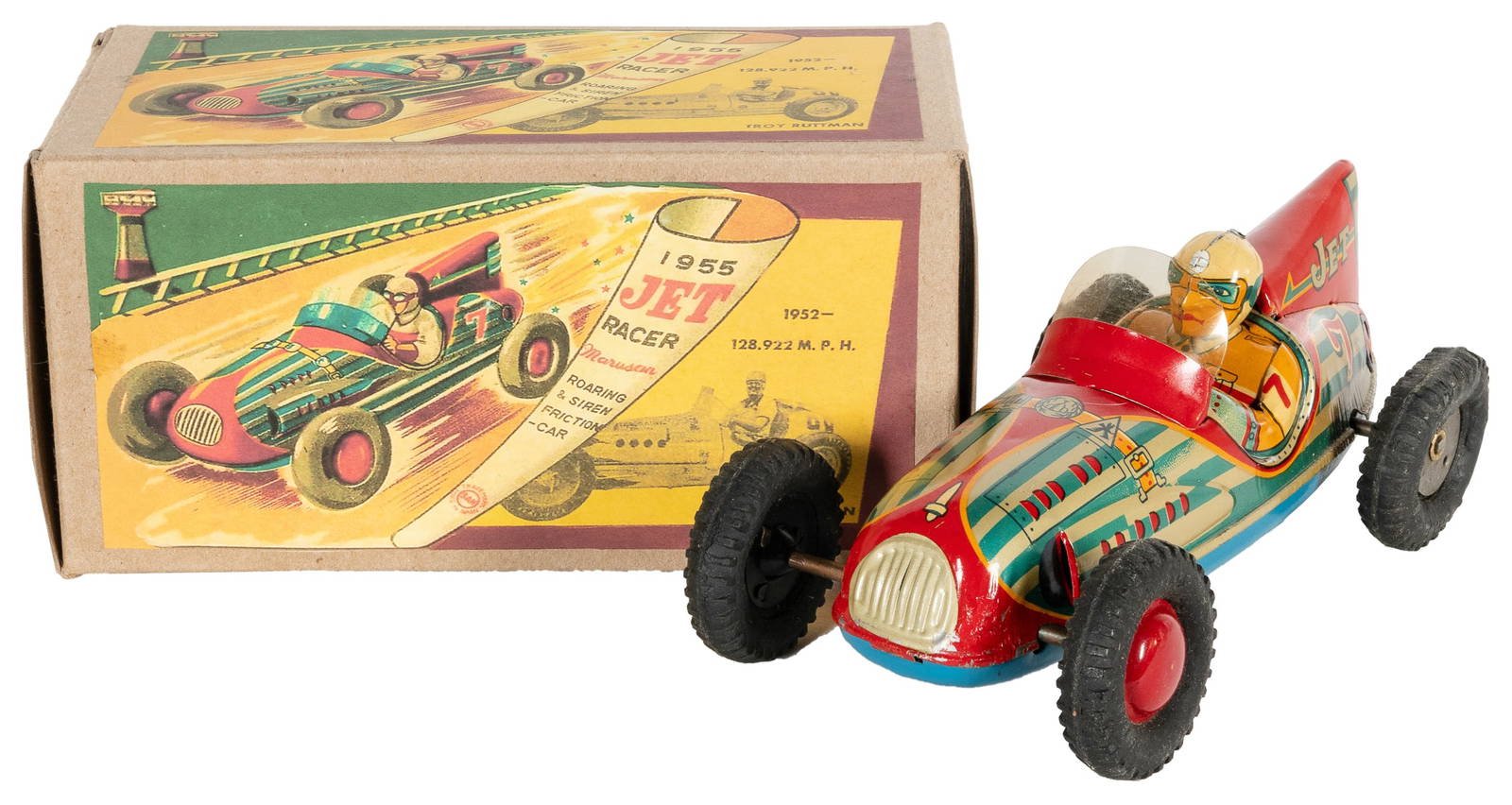 Marusan Tin Friction Jet Racer Race Car In Reproduction Box... Auction