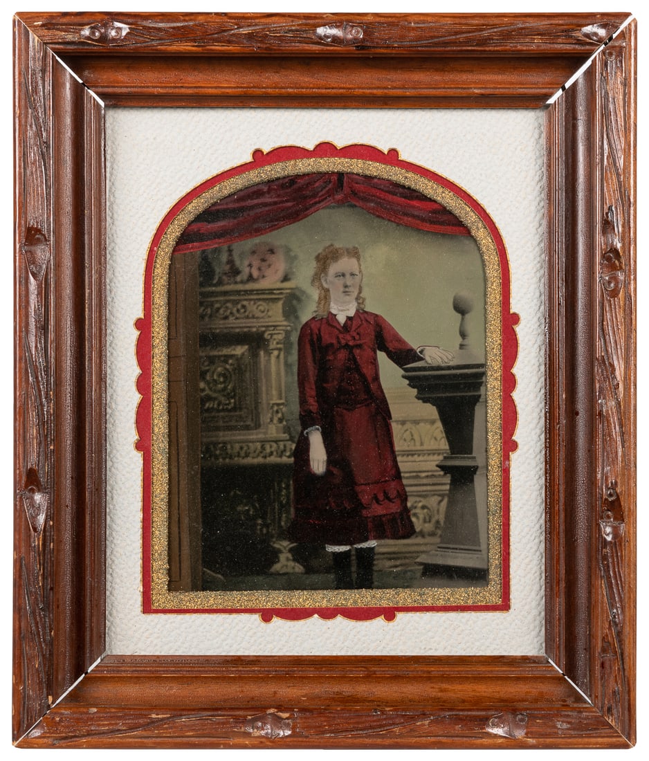 Original Full-plate, Painted Tintype Of A Woman In A Parlor... Auction