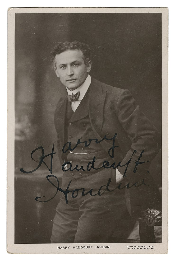 Houdini, Harry (erik Weisz, 1874 – 1926). Rppc Of Houdini, ... Auction