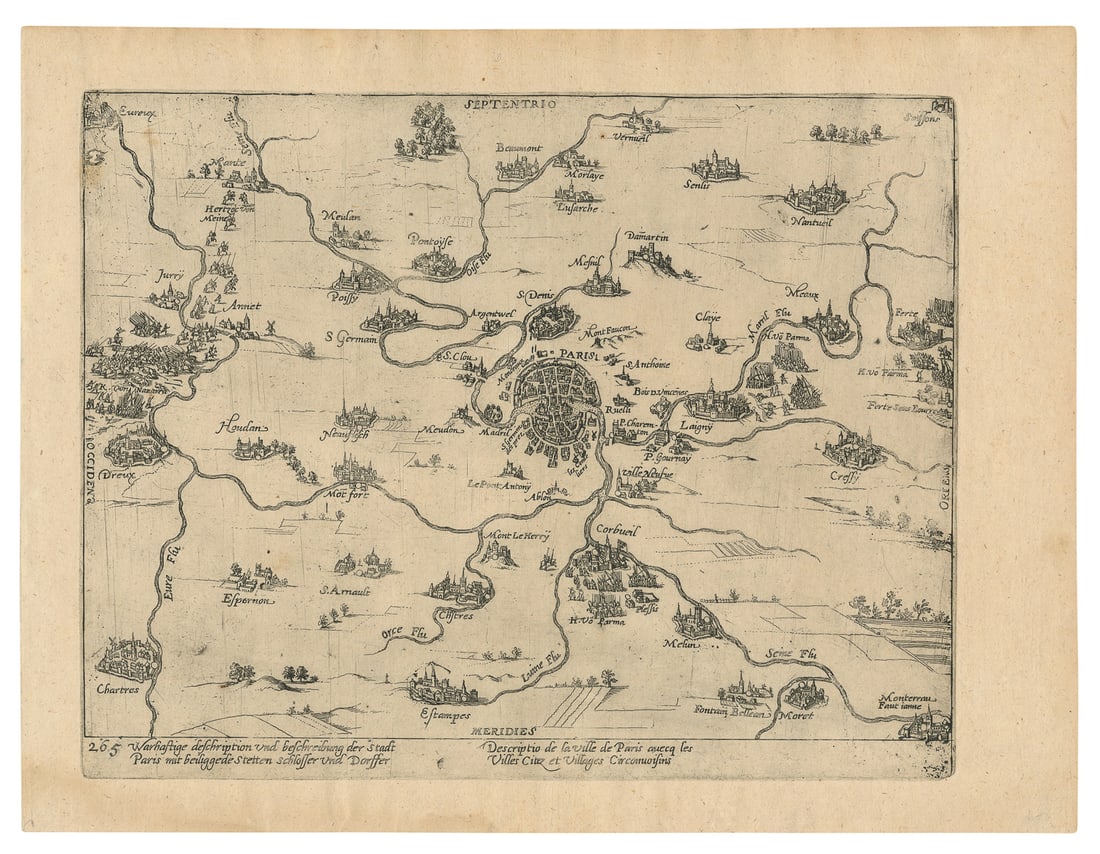 [maps]. [1590 Siege Of Paris By Henry Iv] Description De La... Auction