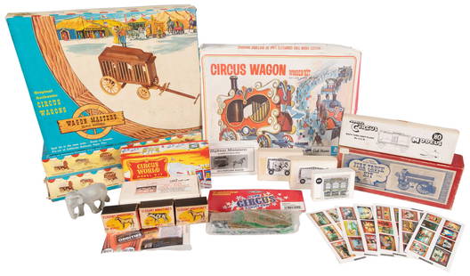 Lot Of Circus Craft Models In Original Boxes. 24 Wooden Cir... Auction