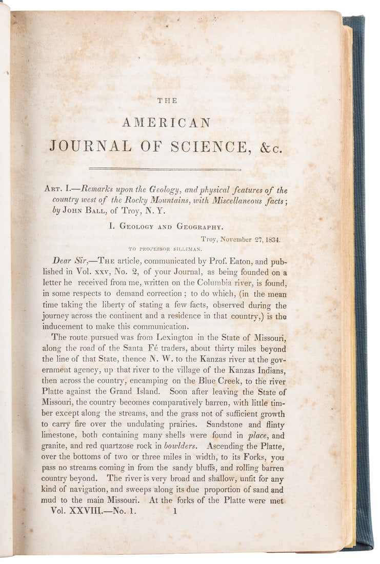 [american Exploration]. Ball, John (1794-1884). Remarks Upo... Auction
