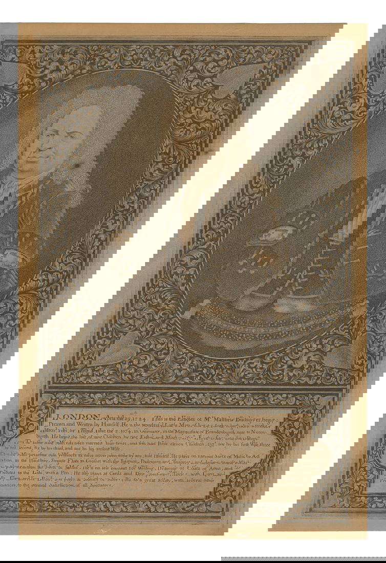 Buchinger, Matthias (1674 – 1740). The Effigies Of Mr. Matt... Auction