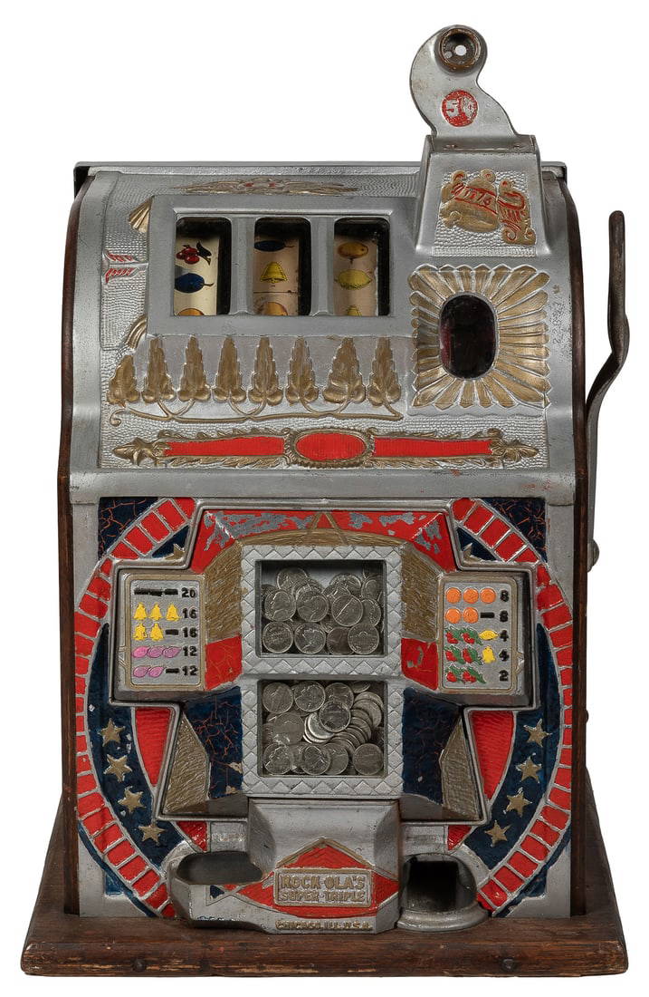 Mills 5 Cent Conversion Rock Ola Triple Slot Machine. Chica... Auction