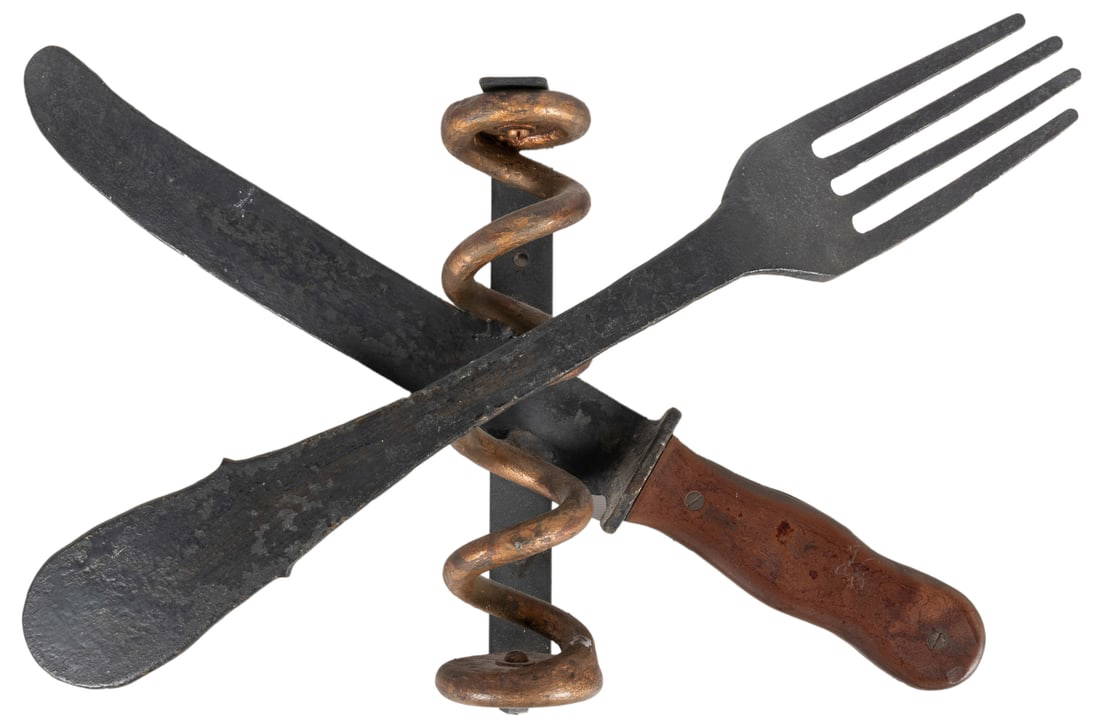 Restaurant Cast Iron Cutlery And Corkscrew Trade Sign. Circ... Auction