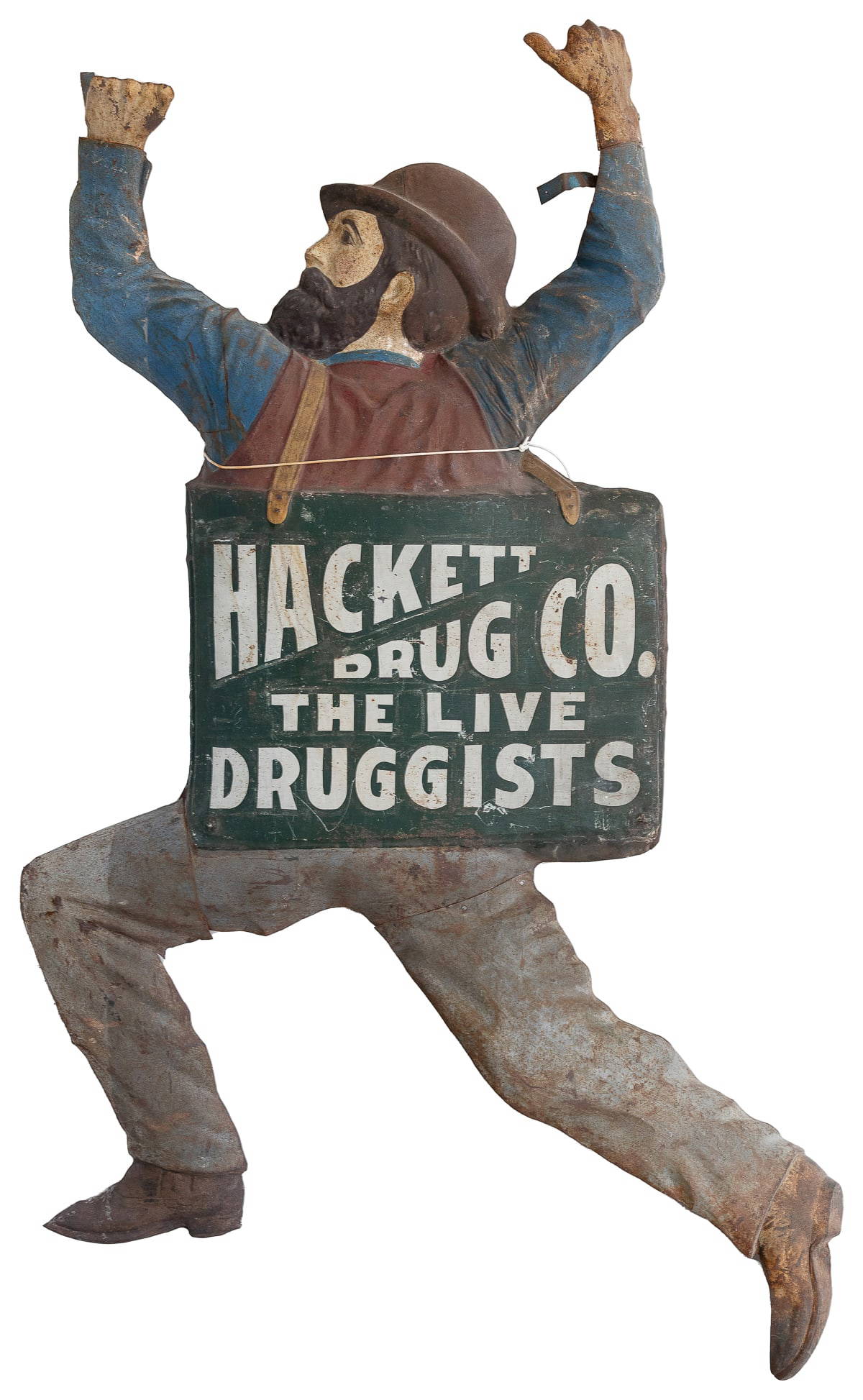 Hackett Drug Co. “the Live Druggists” Hanging Sign. Circa 1... Auction