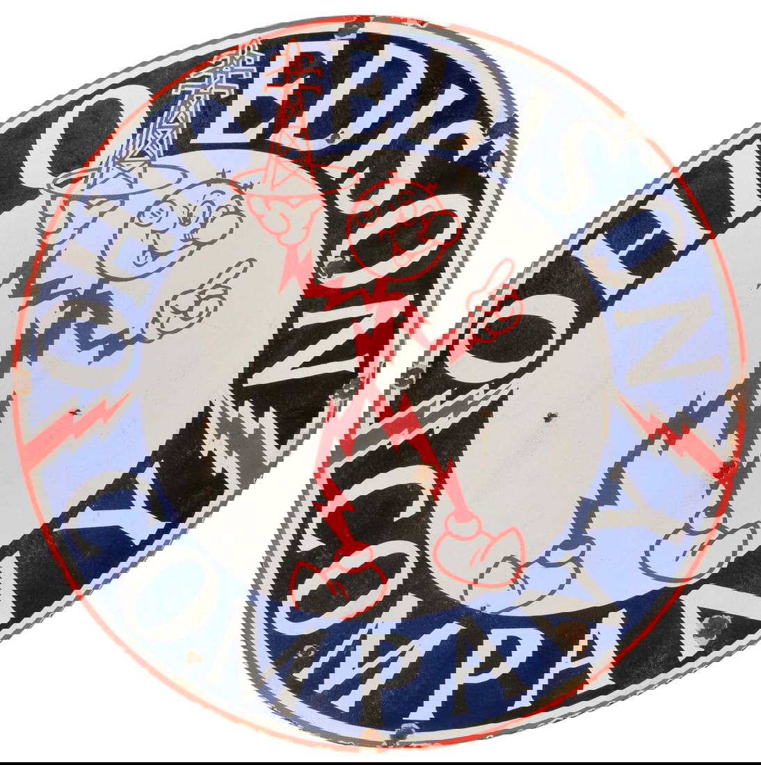 Ohio Edison Company Porcelain Sign. Large Round Single Side... Auction