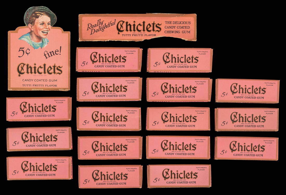 Chiclets Tutti Frutti 5 Cent Gum Lot (16) And Box Display P... Auction