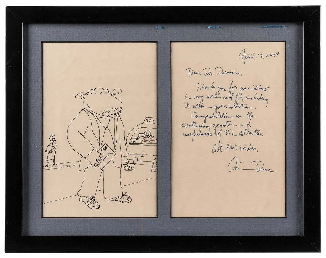 Dorros, Arthur. Original Drawing Of A Hippo In A Suit Maili... Auction