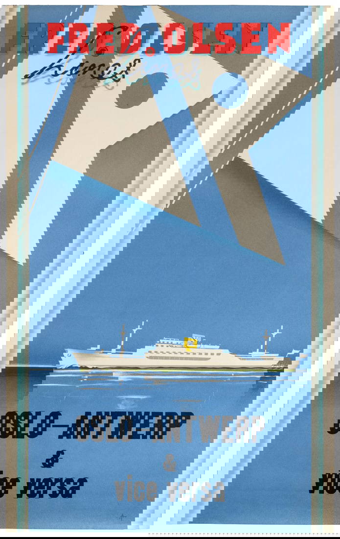 Fred Olsen Lines / Oslo - Antwerp & Vice Versa. Circa 1950s... Auction