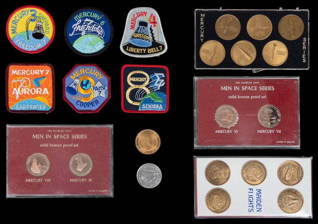 [nasa Memorabilia]. Group Of Souvenir Coins, Plates And Pat... Auction