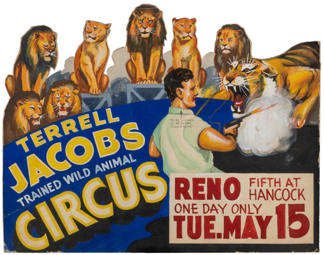 [poster Maquette]. Terrell Jacobs Trained Wild Animal Circu... Auction