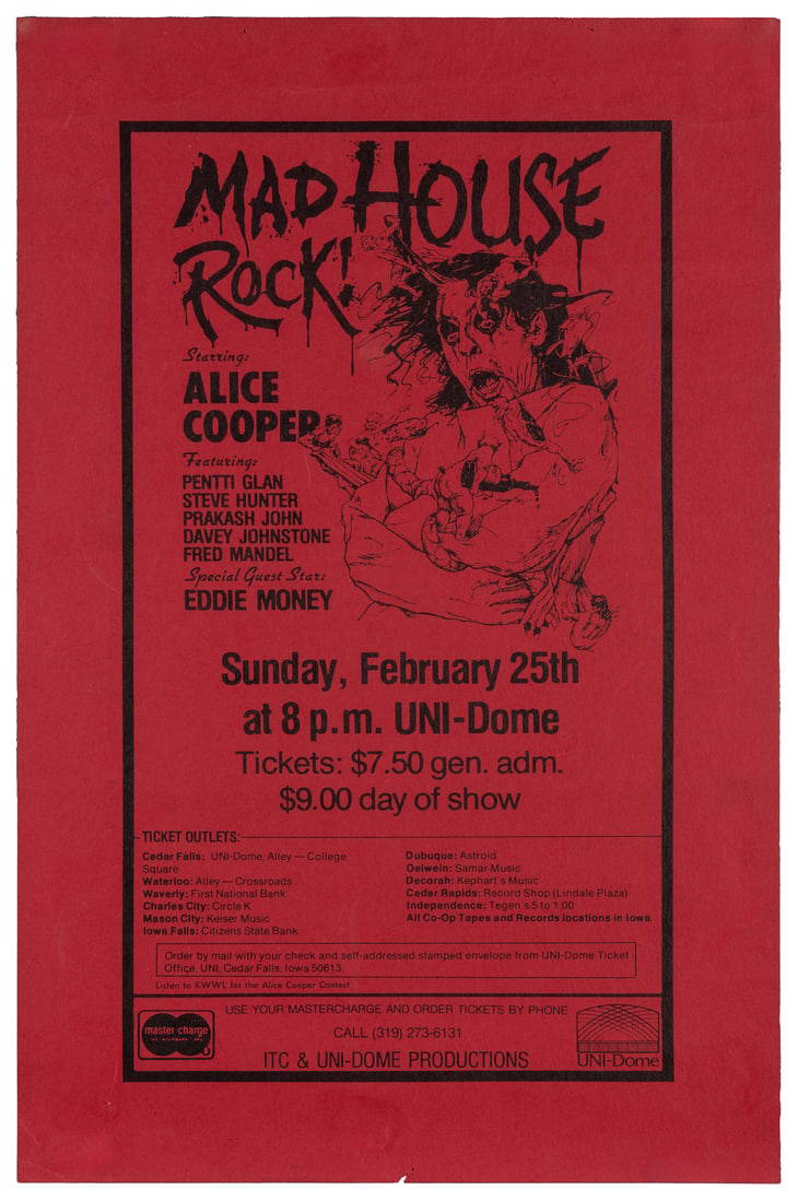 Mad House Rock! Starring Alice Cooper. 1979. Concert Poster... Auction