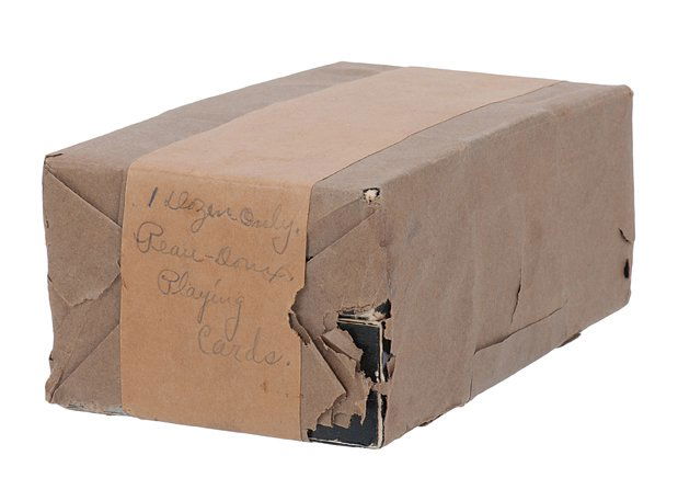 Factory-wrapped “brick” of Cardini’s Peau Doux cards.