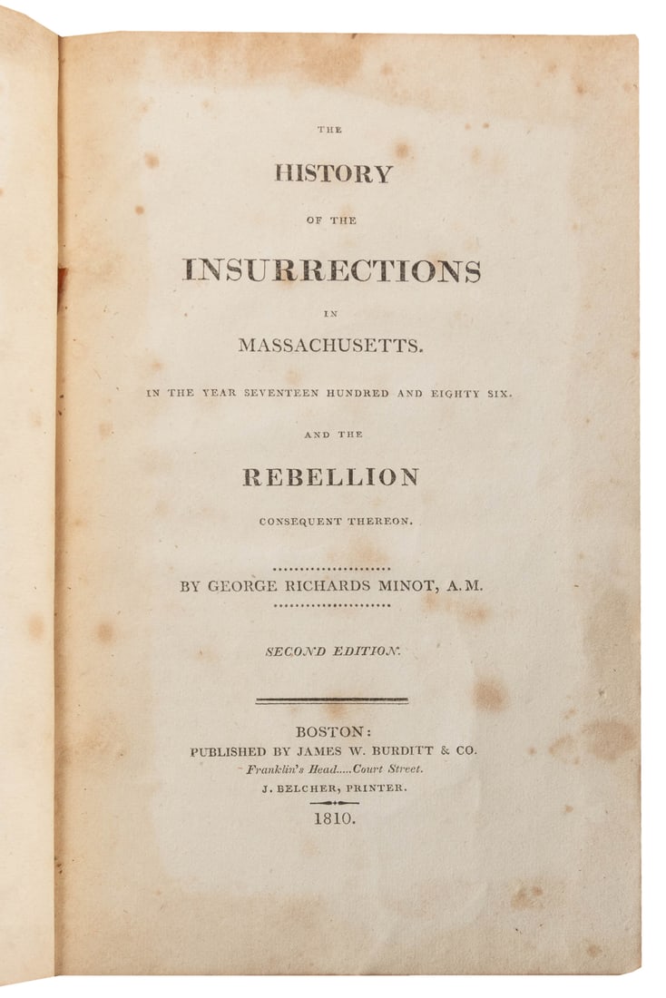 [americana]. [post Revolutionary War]. Minot, George Richar... Auction