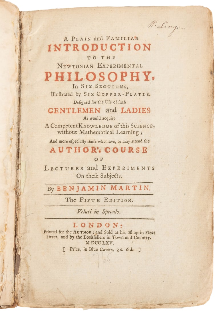 [newton, Sir Isaac, Subject]. Martin, Benjamin. A Plain And... Auction