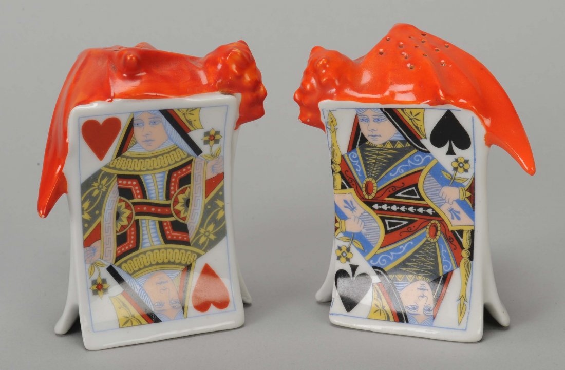 Pair Of Salt & Pepper Shakers, Devil & Card, Royal