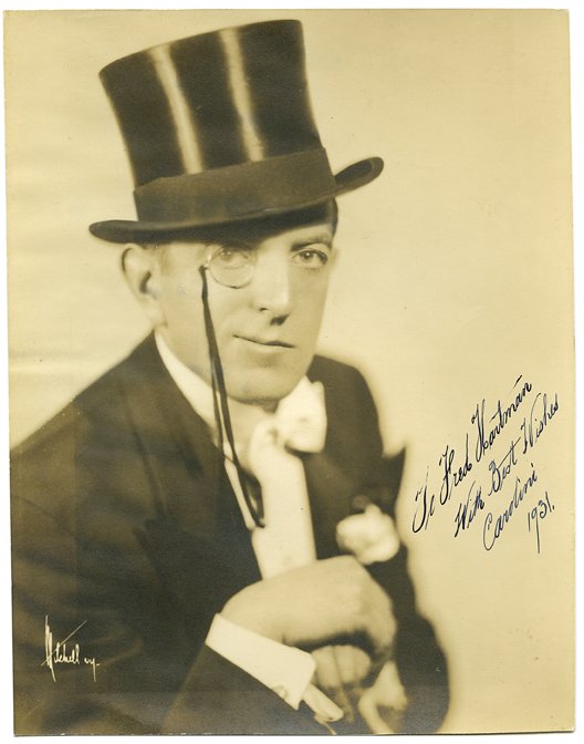 Cardini. Portrait of Cardini, inscribed and signed.