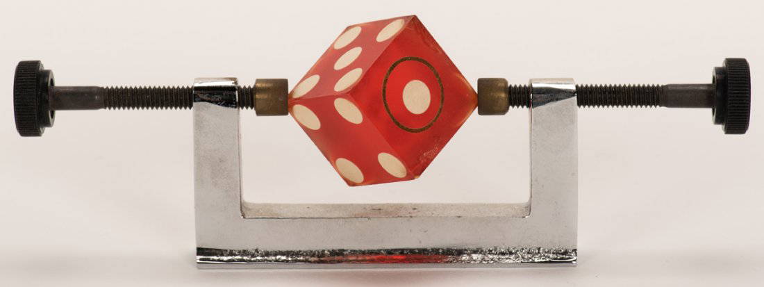 Dice Balancer With Die. Maker Unknown, Ca. 1960. Chrome