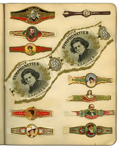 735. Cigar Band Collection. Circa 1900s. Mounted