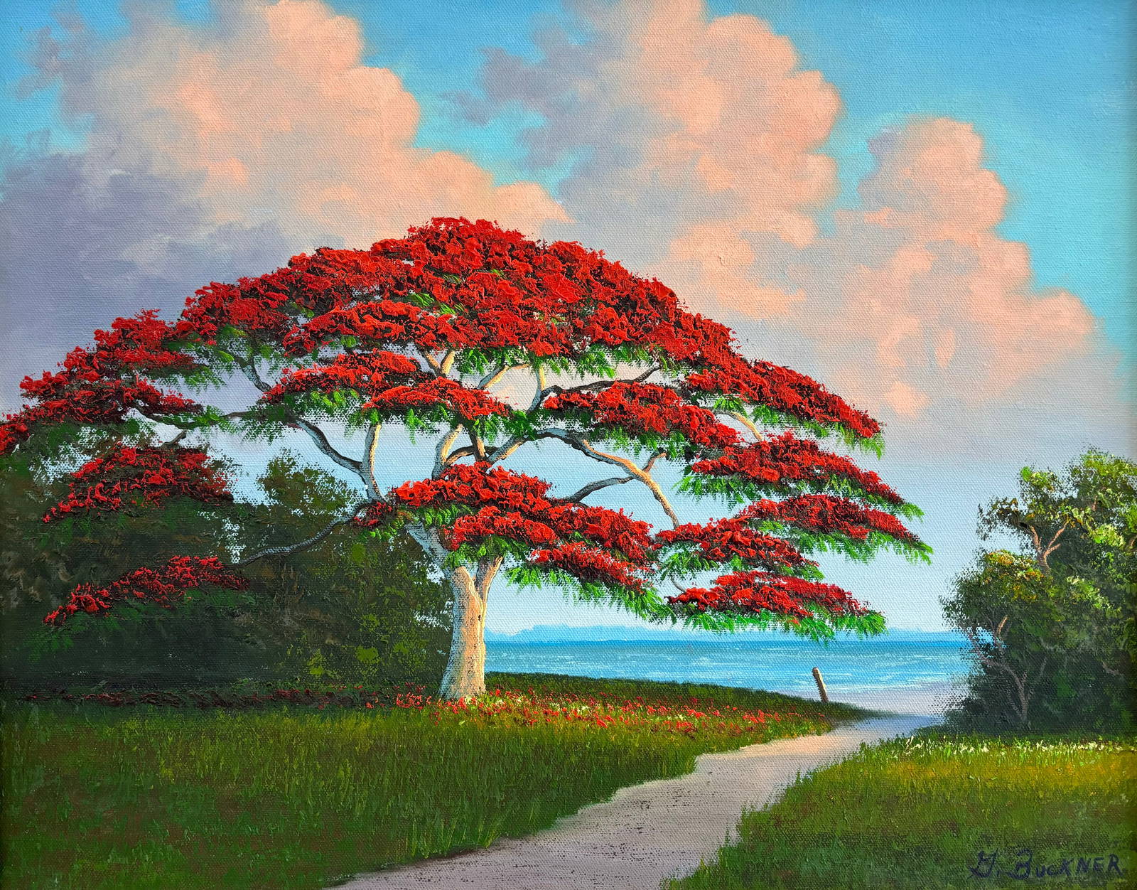 George Buckner, "the Perfect Poinciana" Florida Highwaymen Canvas Oil ...