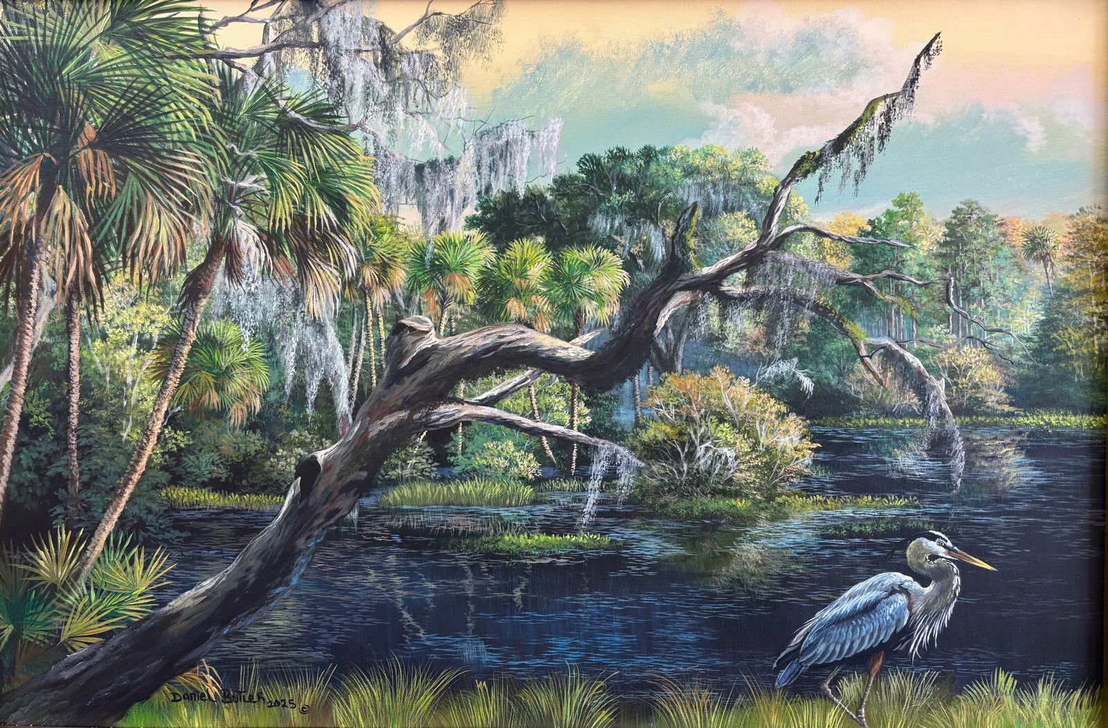 Daniel Butler "great Blue" 2nd Generation Florida Highwaymen Canvas Oil ...