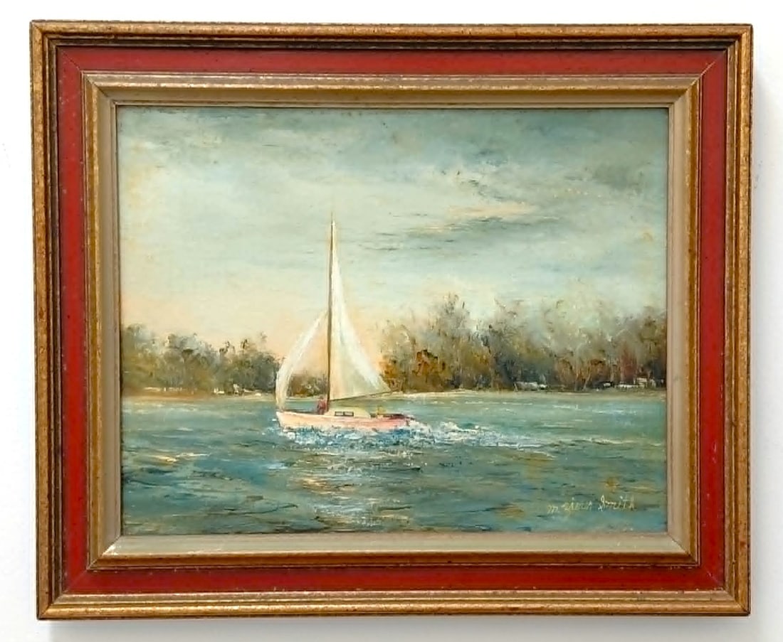 Margaret Zierer Smith Painting 'river Sail' Auction