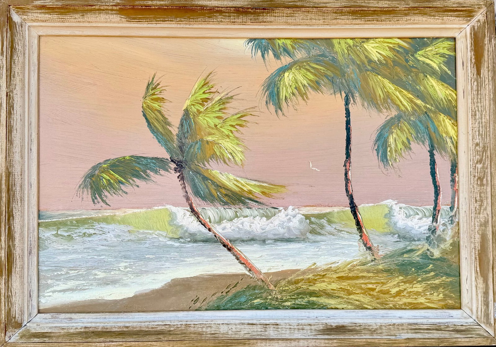 Alfred Hair, Florida Highwaymen Painting, 24x36, Palm In Full Blow Auction