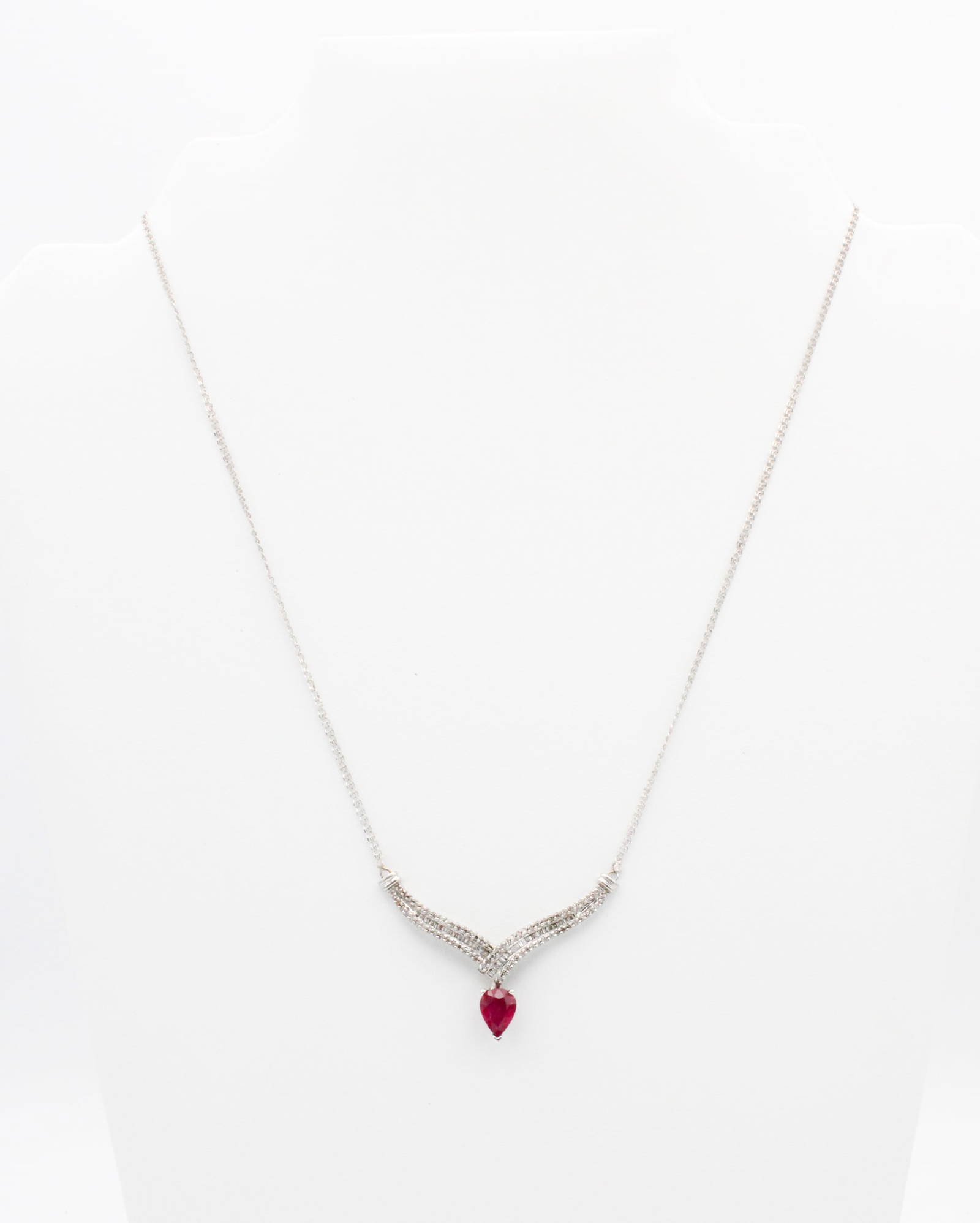 Midas 14k Natural Ruby And Diamond Necklace, 18" Auction