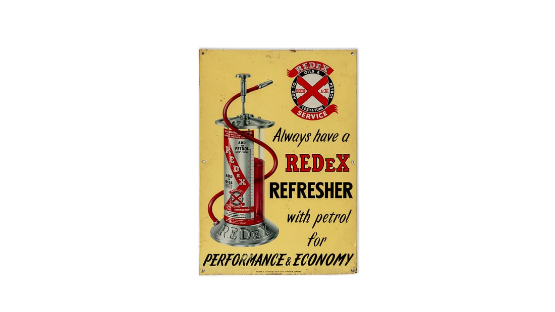 Redex Oil Additives Pump Enamel Sign Auction