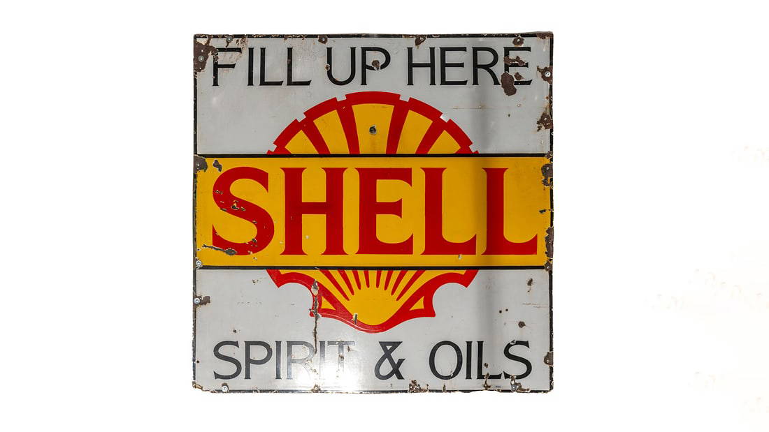 Shell Fill Up Here Enamel Sign Auction