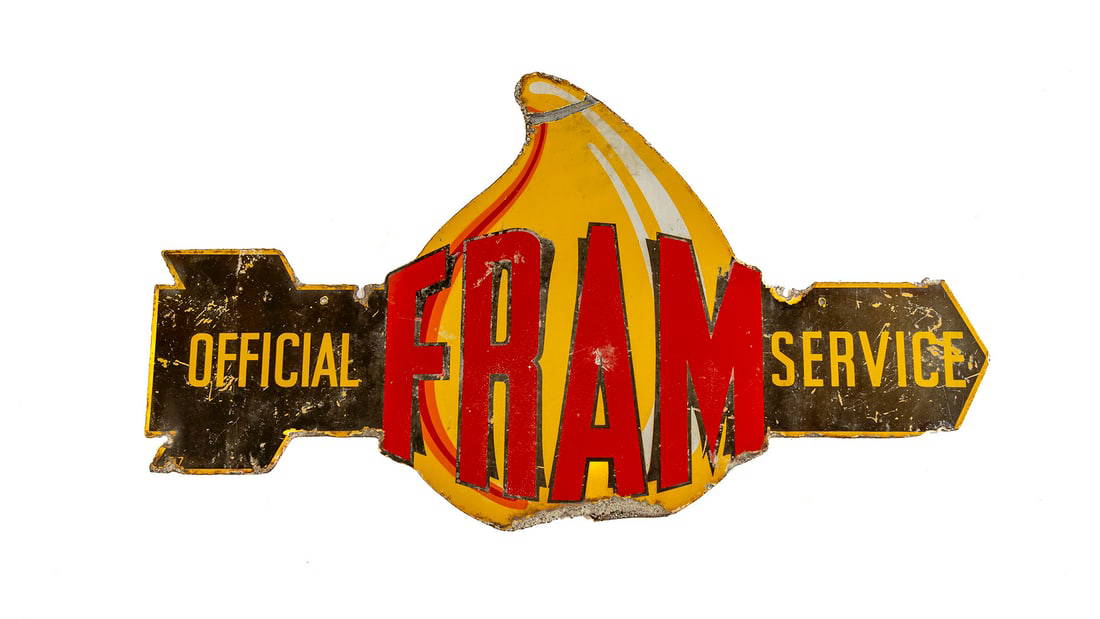 Official Fram Service Enamel Sign Auction