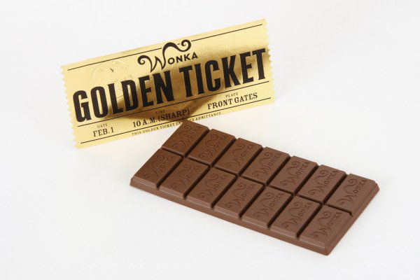 1108: Golden Ticket and unwrapped Wonka chocolate bar