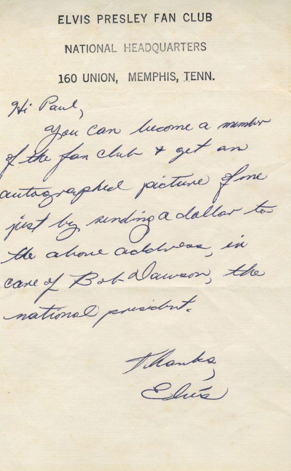 Elvis Presley Early Autograph Letter Signed
