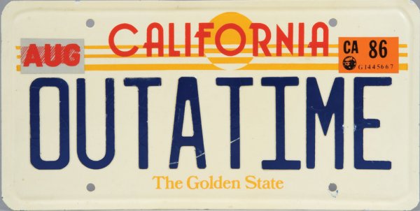 OUTATIME DeLorean license plate from Back to the Future