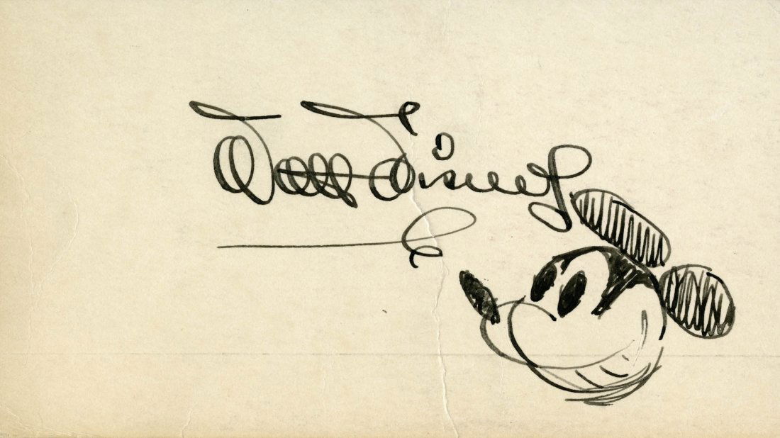 303: Walt Disney autograph with Mickey Mouse sketch