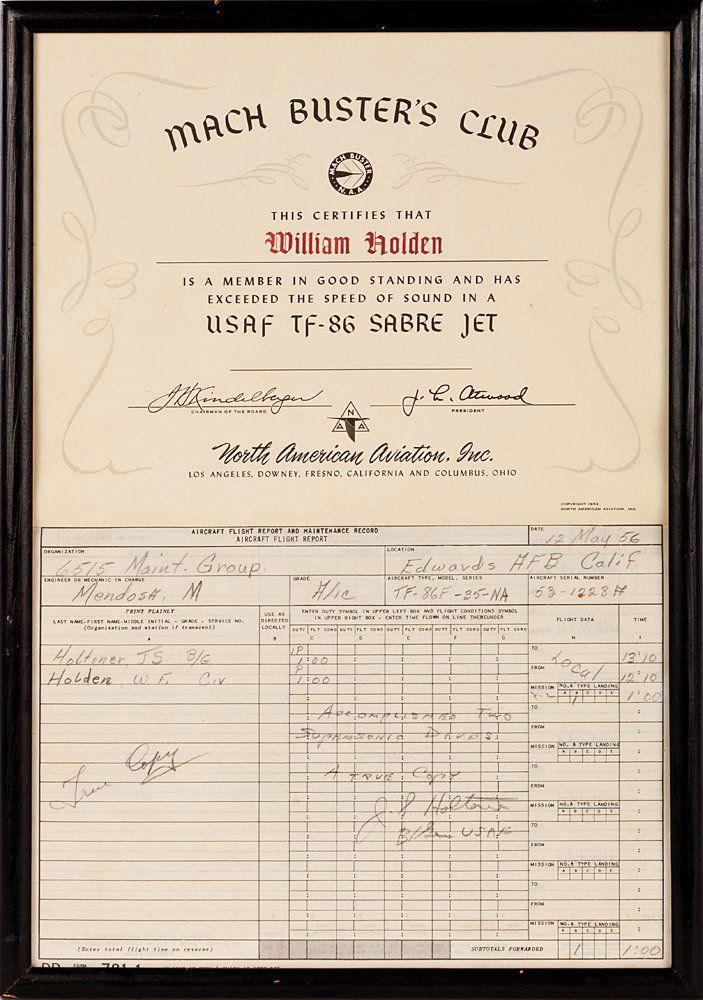 459: MACH BUSTER CLUB CERTIFICATE & FLIGHT REPORT