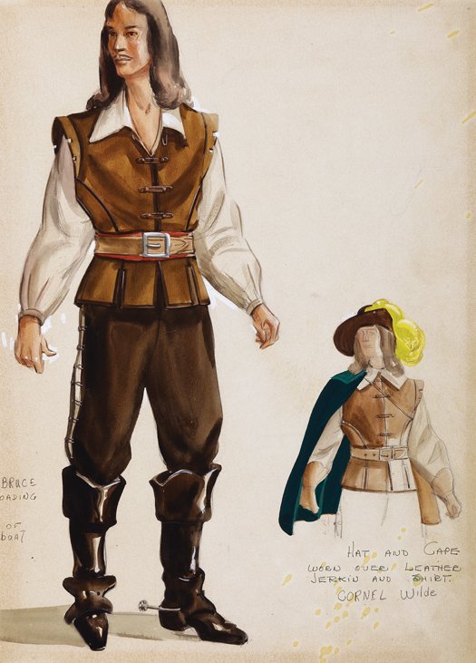 Rene Hubert vintage original costume sketch of Cornel