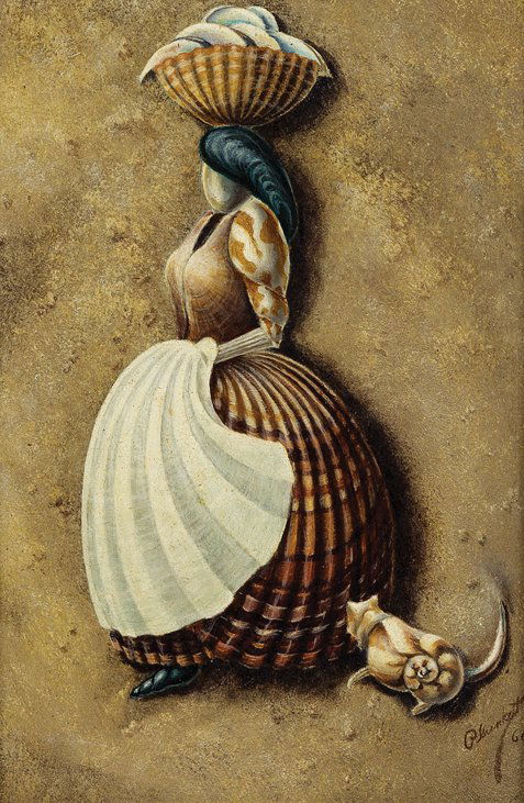 Grouping of (7) original oil paintings of seashells by : Lot 568