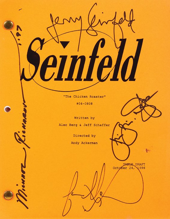 Seinfeld cast signed script.