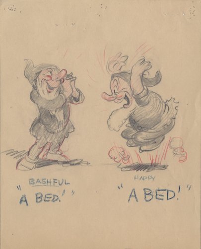 (10) original storyboard drawings from Snow White