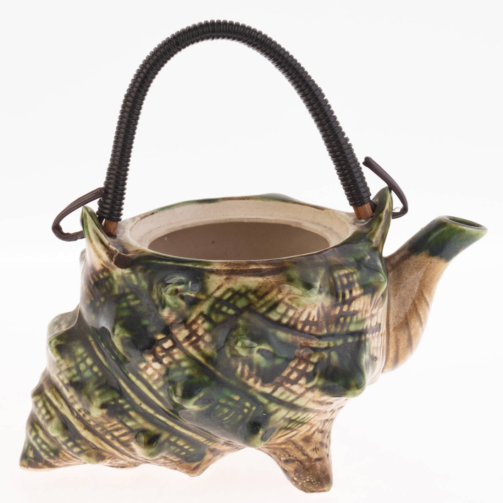 Antique Majolica Nautilus Conch Shell Teapot Auction